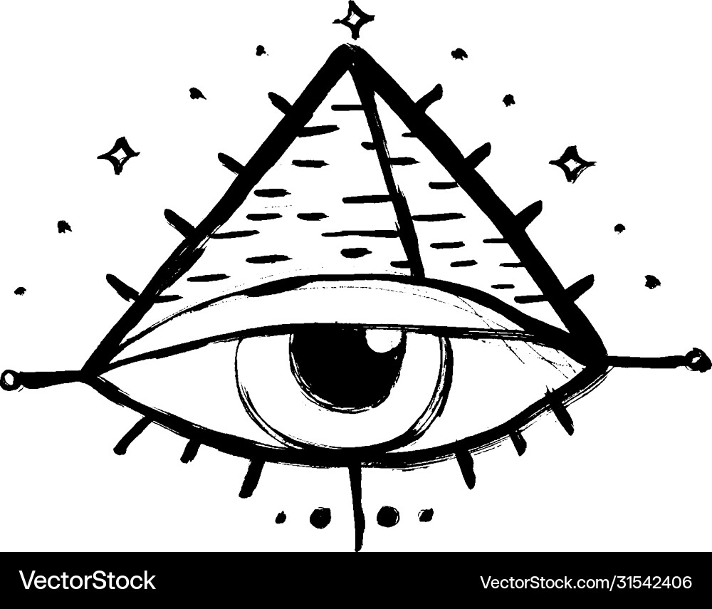 All seeing eye god in sacred geometry triangle Vector Image