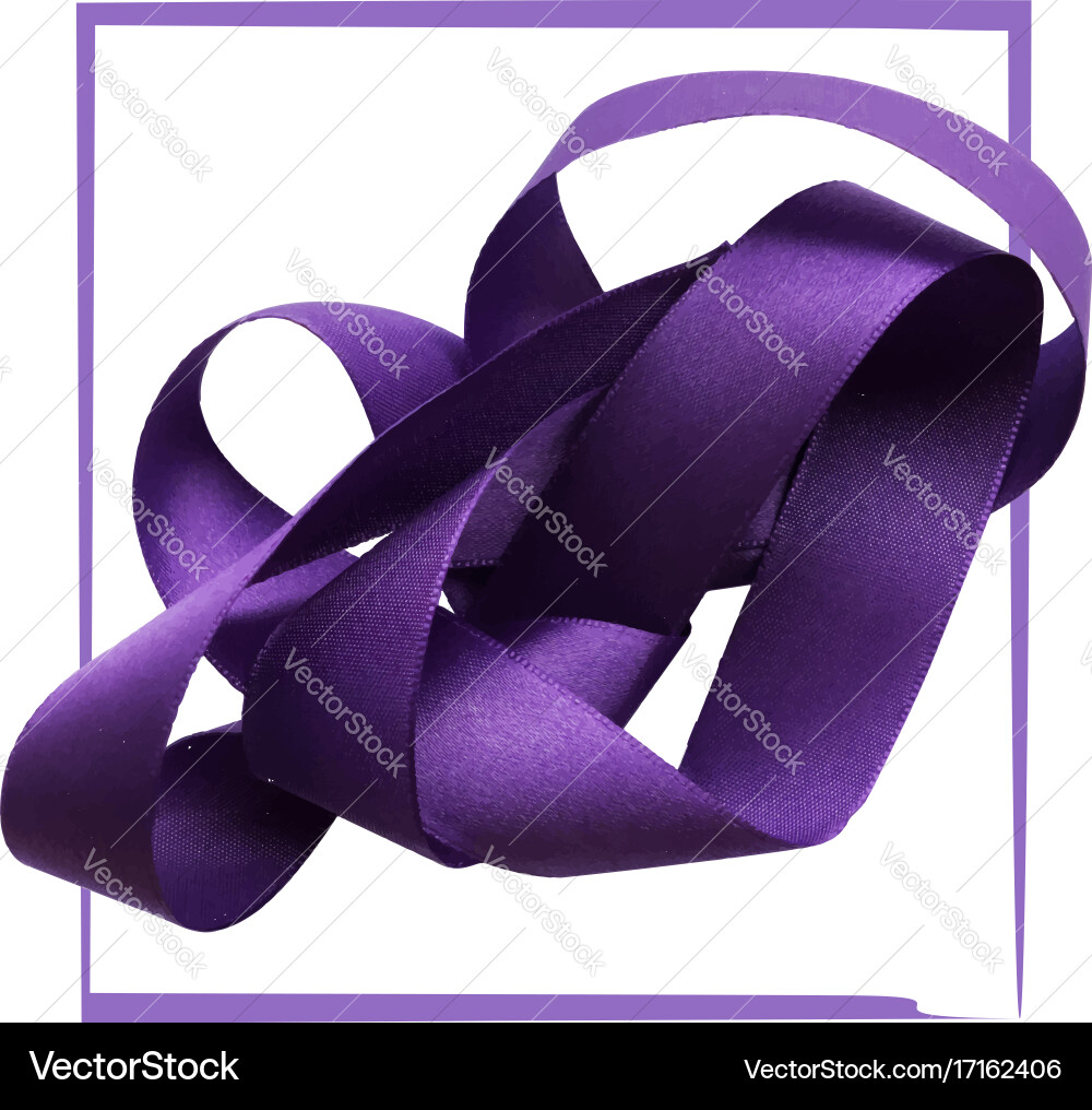 Purple ribbon over white background design element