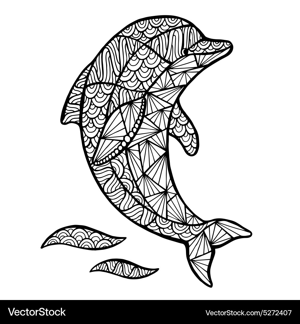 Stylized Dolphin zentangle Royalty Free Vector Image