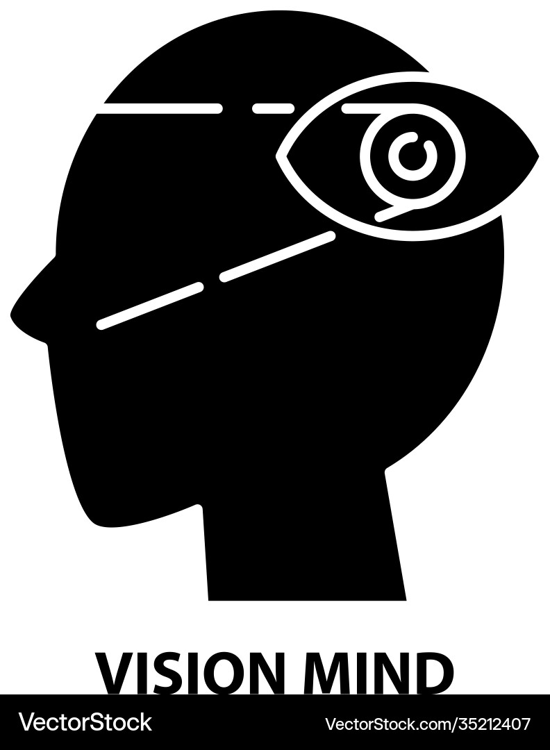 Vision mind icon black sign with editable Vector Image
