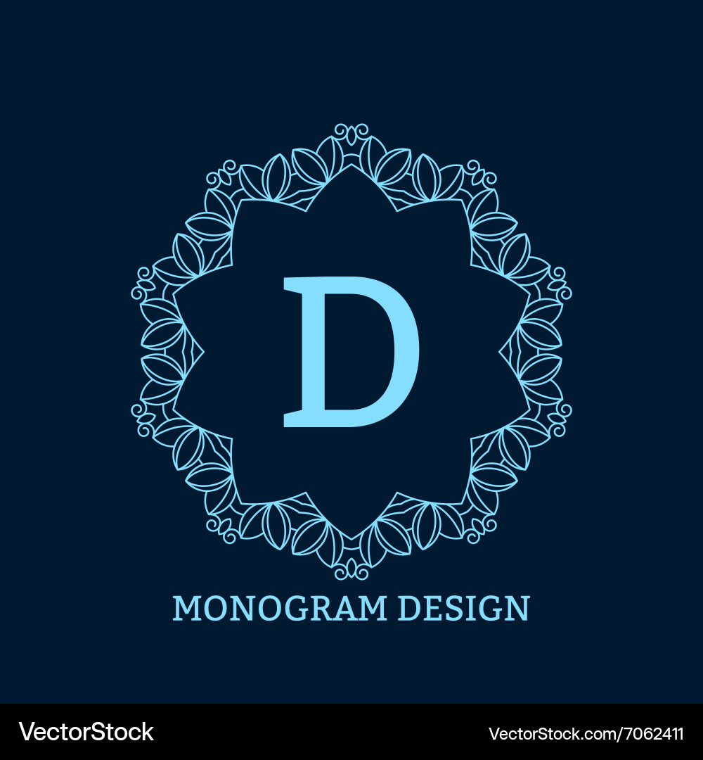 The linear blue monogram Royalty Free Vector Image