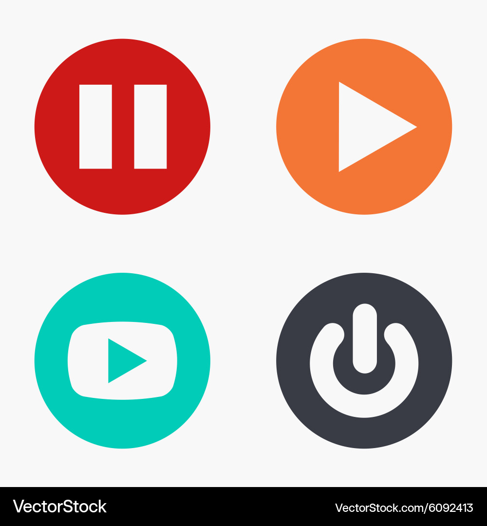 Modern play colorful icons set Royalty Free Vector Image