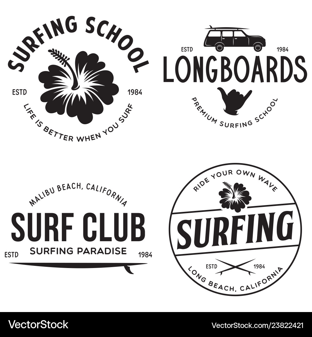 Vintage surfing emblems for web design or print Vector Image