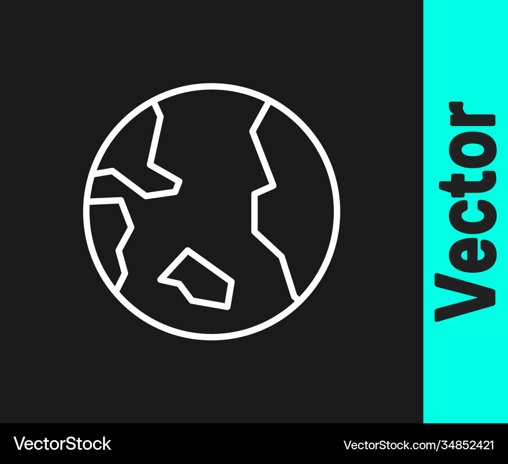 White line earth globe icon isolated on black Vector Image