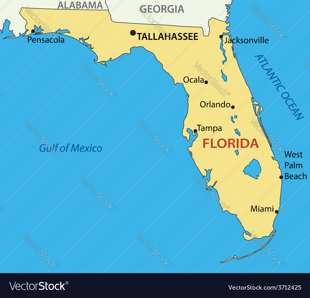 Florida - map Royalty Free Vector Image - VectorStock