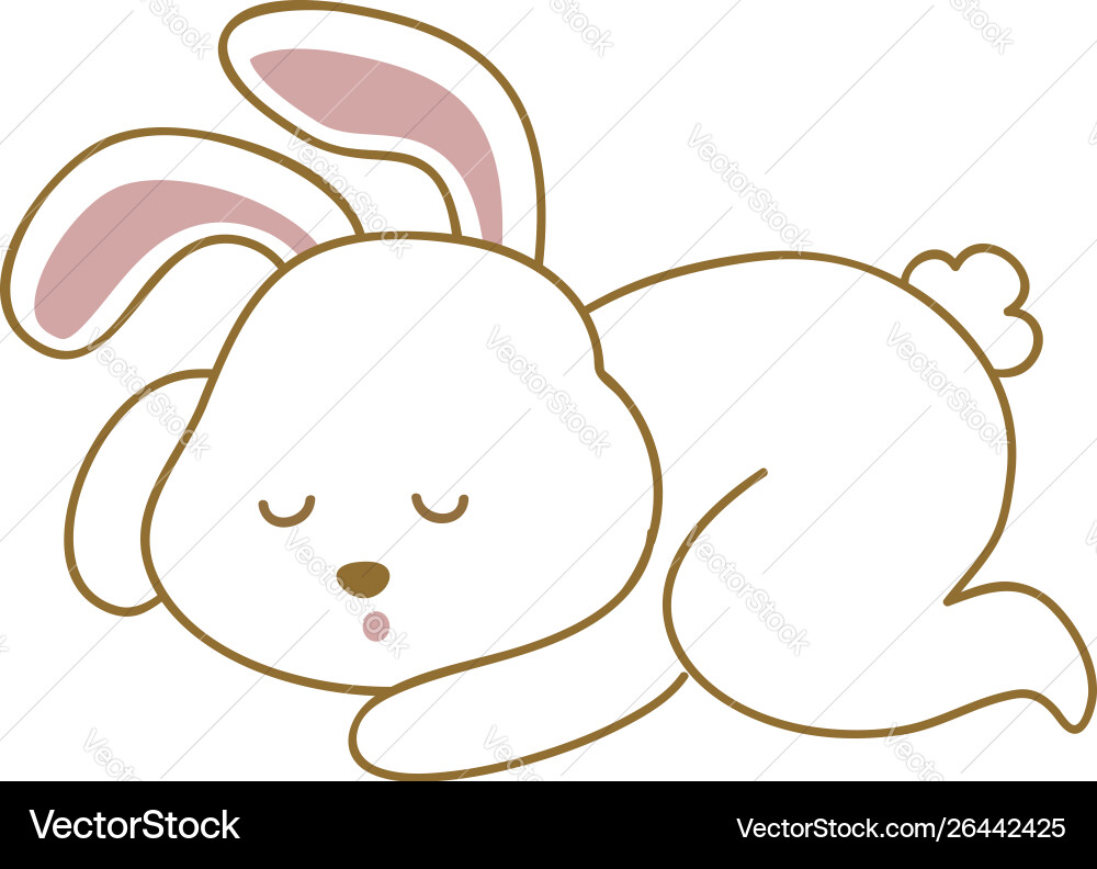 Sleeping bunny on white background Royalty Free Vector Image
