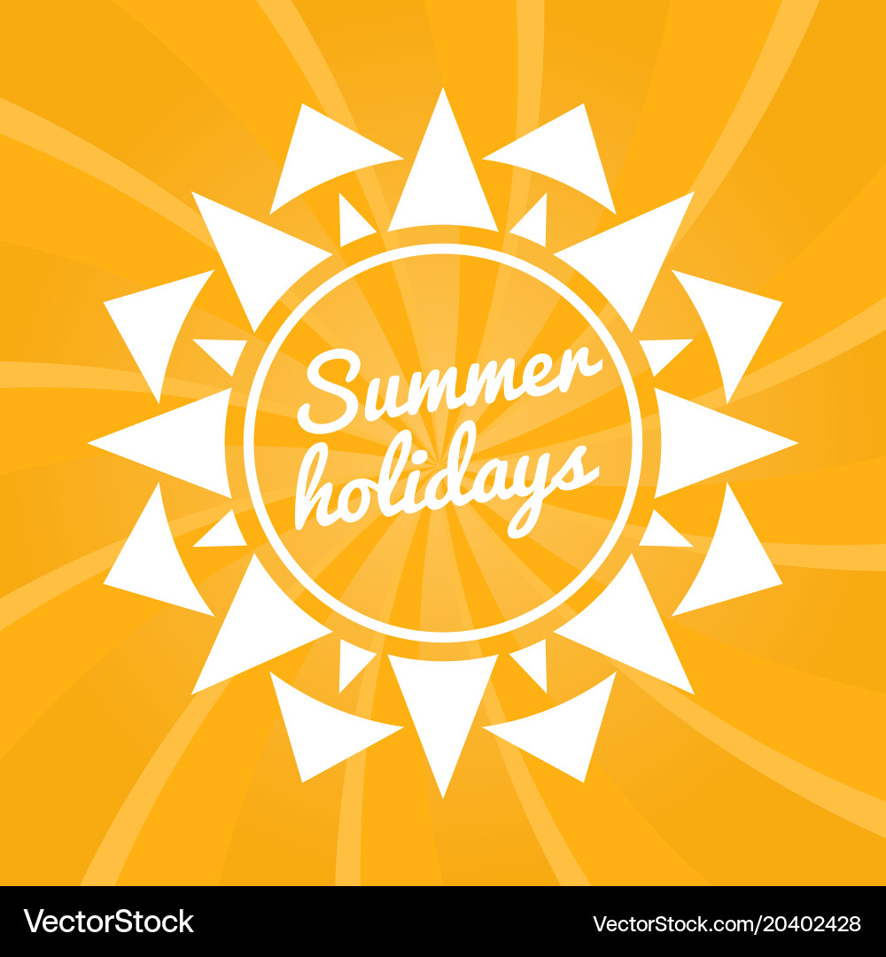 Summer holidays sign with sun bright Royalty Free Vector