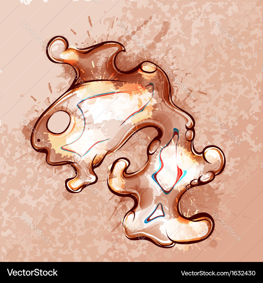 Grunge gold fish sketch Royalty Free Vector Image