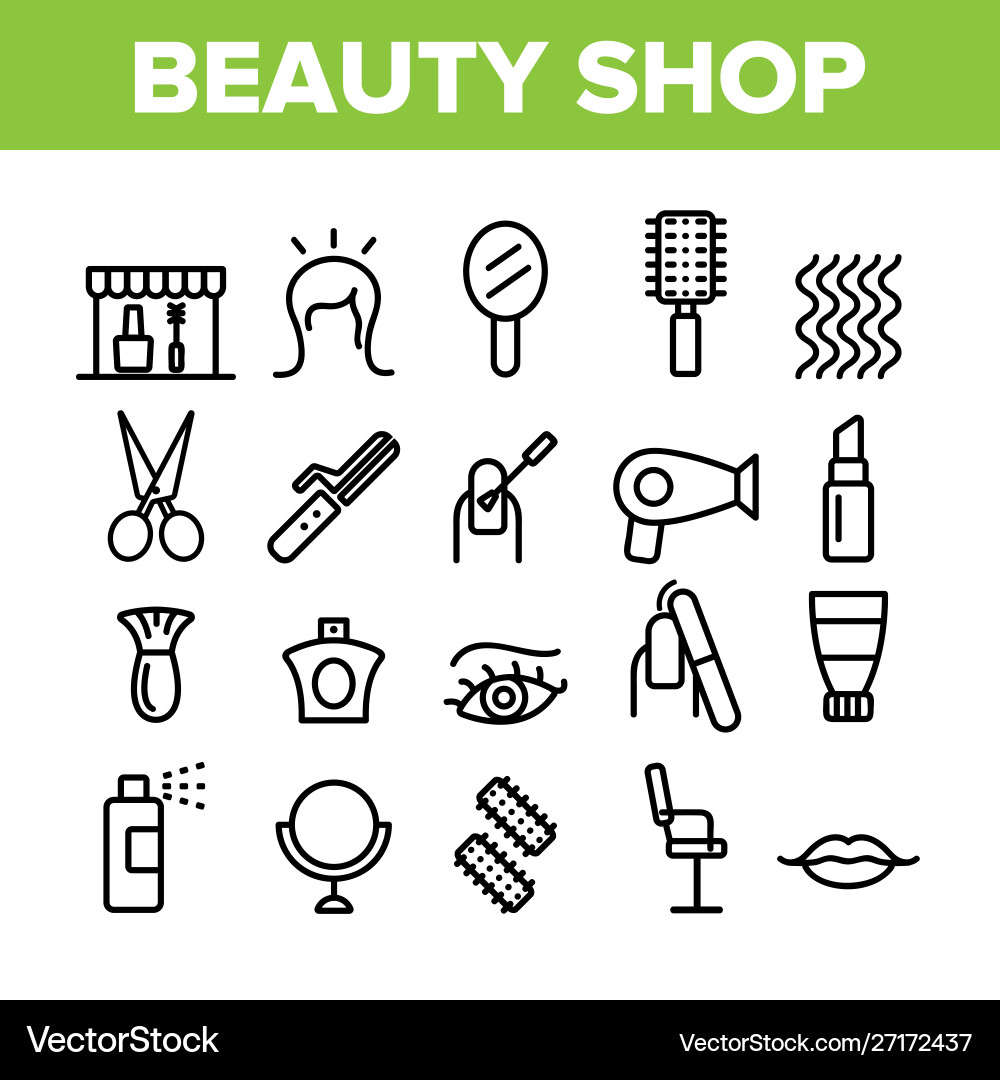 Beauty shop collection elements icons set Vector Image