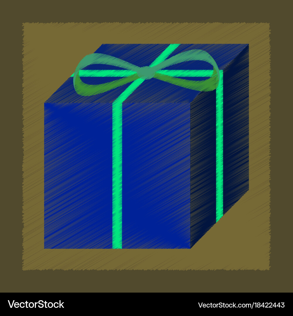 Flat shading style icon gift box Royalty Free Vector Image