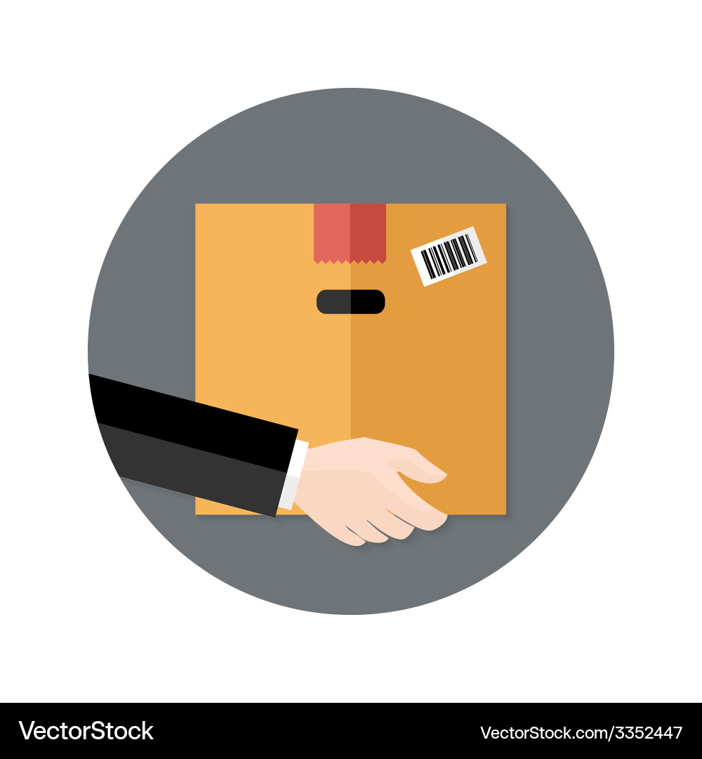 Delivery Flat Circle Icon Hand holding Package Vector Image