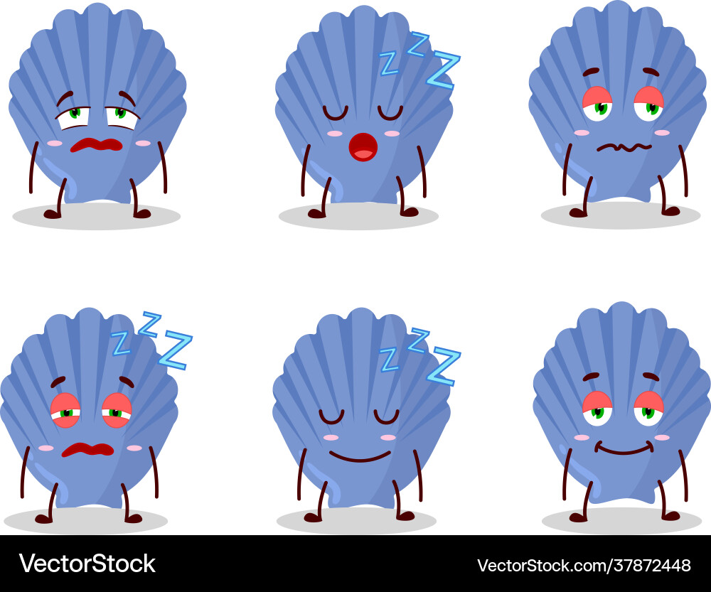 Cartoon character blue shell with sleepy Vector Image