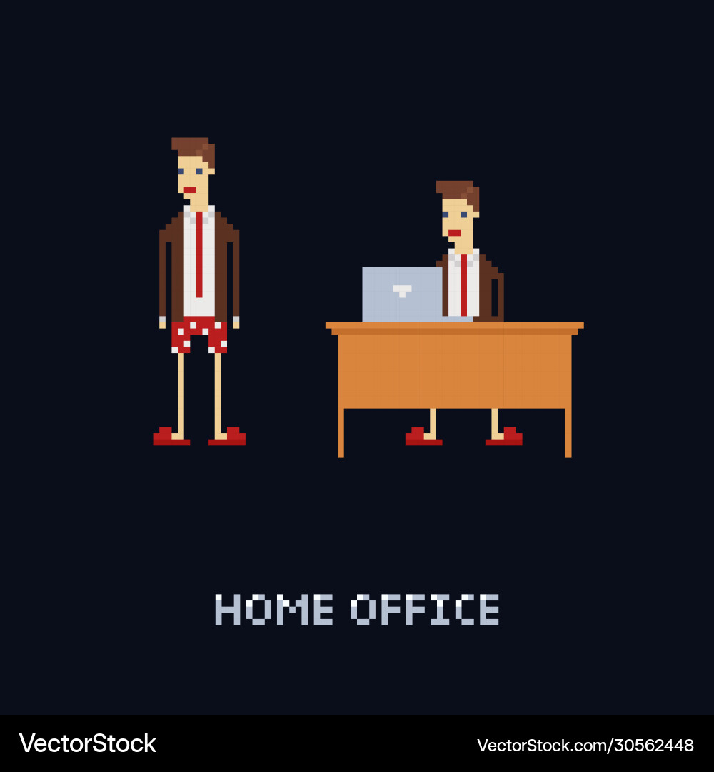 Pixel art character - young male worker Royalty Free Vector