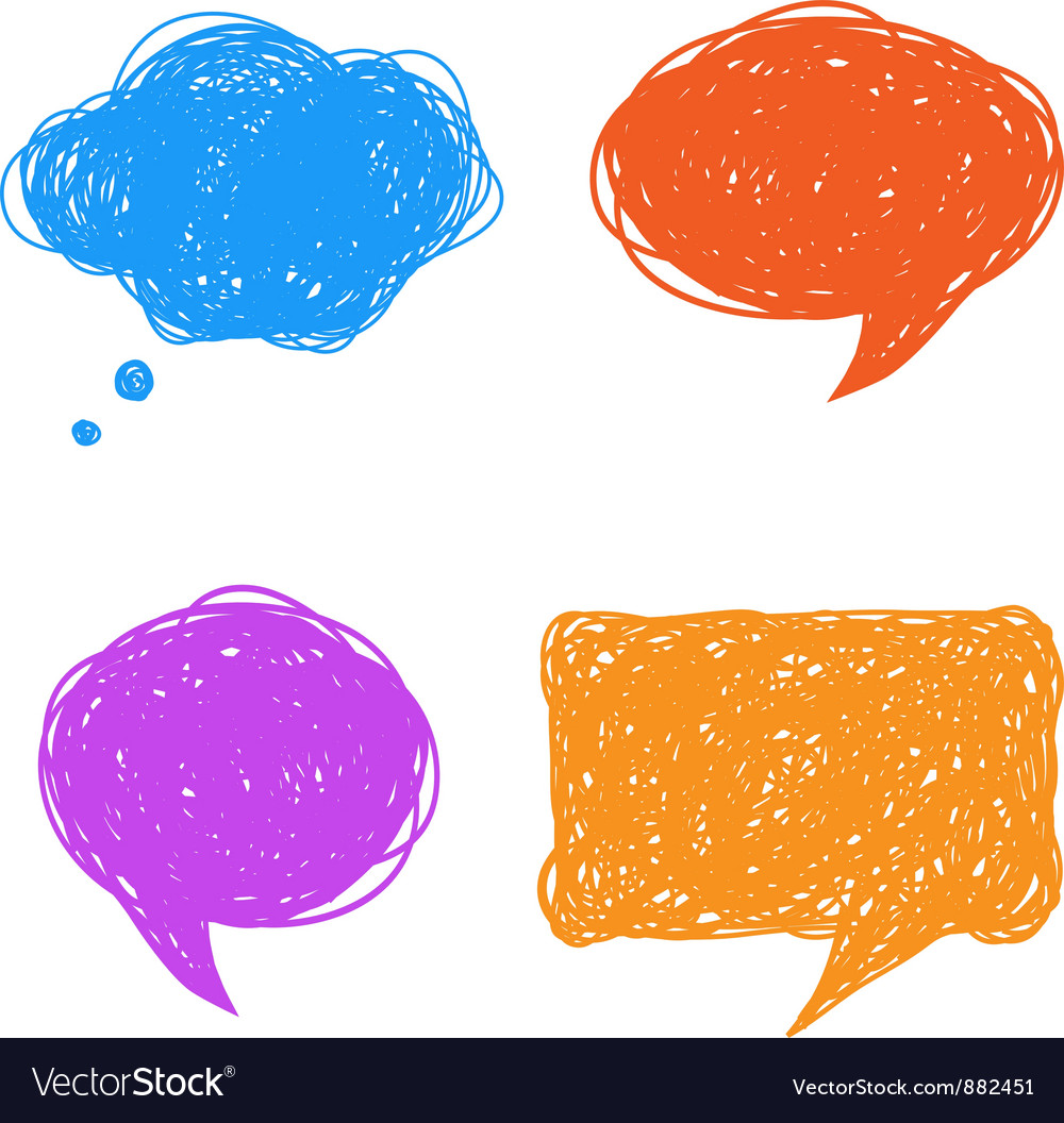 Colorful hand drawn speech and thought bubbles Vector Image