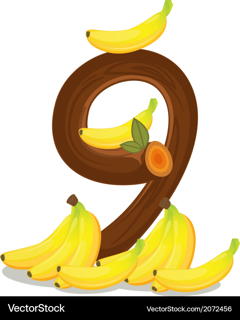 Nine bananas Royalty Free Vector Image - VectorStock