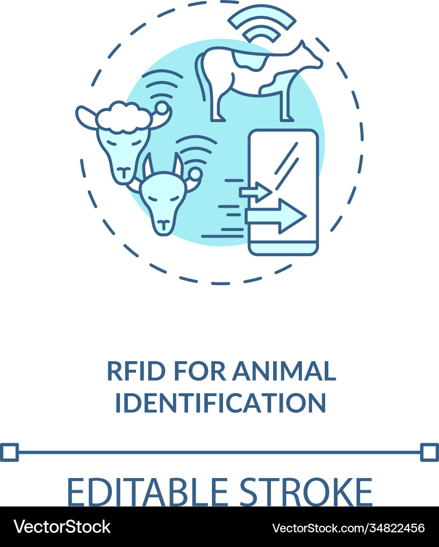 Rfid for animal identification concept icon Vector Image