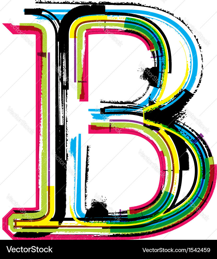 Grunge colorful font Letter B Royalty Free Vector Image