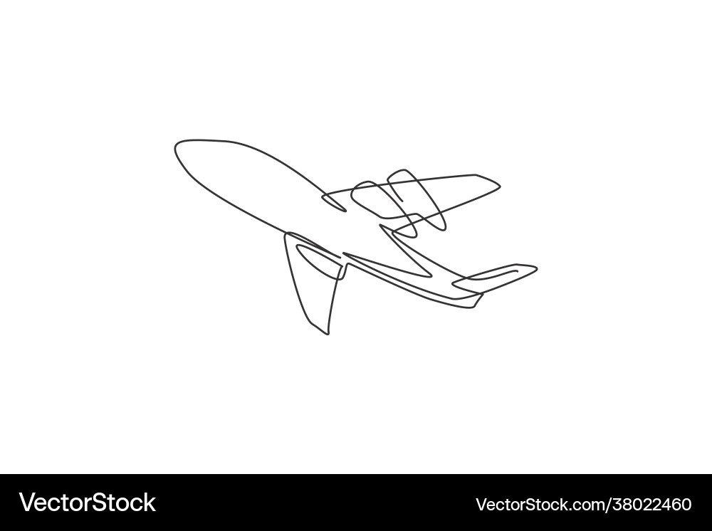 Airplane icon continuous one line draw flying Vector Image