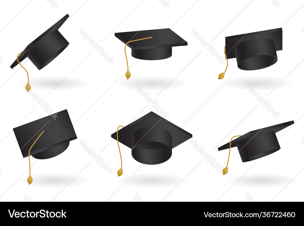Graduation cap set univercity education hat Vector Image