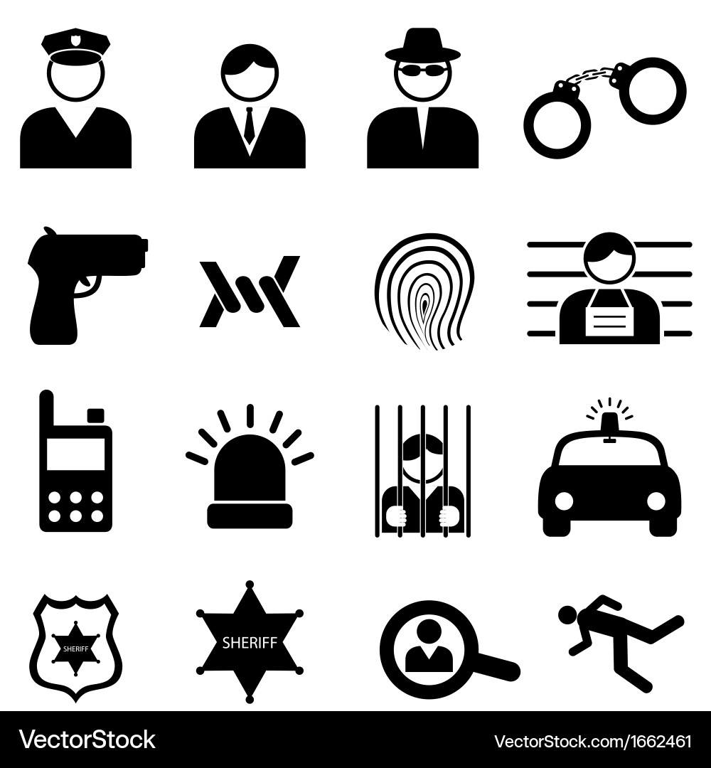 Police icons set Royalty Free Vector Image - VectorStock