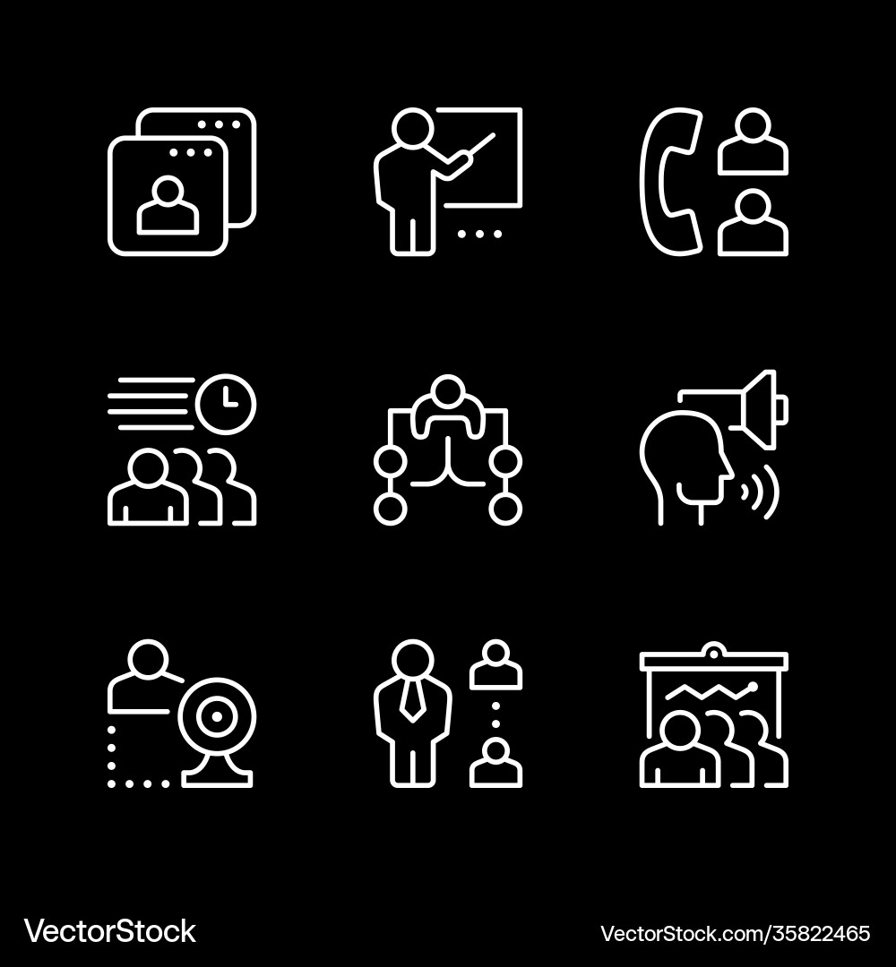 Set line icons meeting Royalty Free Vector Image