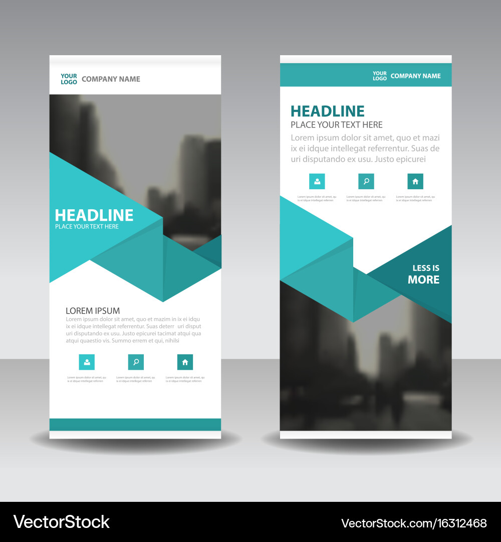 Blue triangle business roll up banner flat design Vector Image