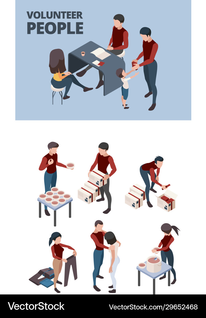 Caring community help donation team volunteers Vector Image