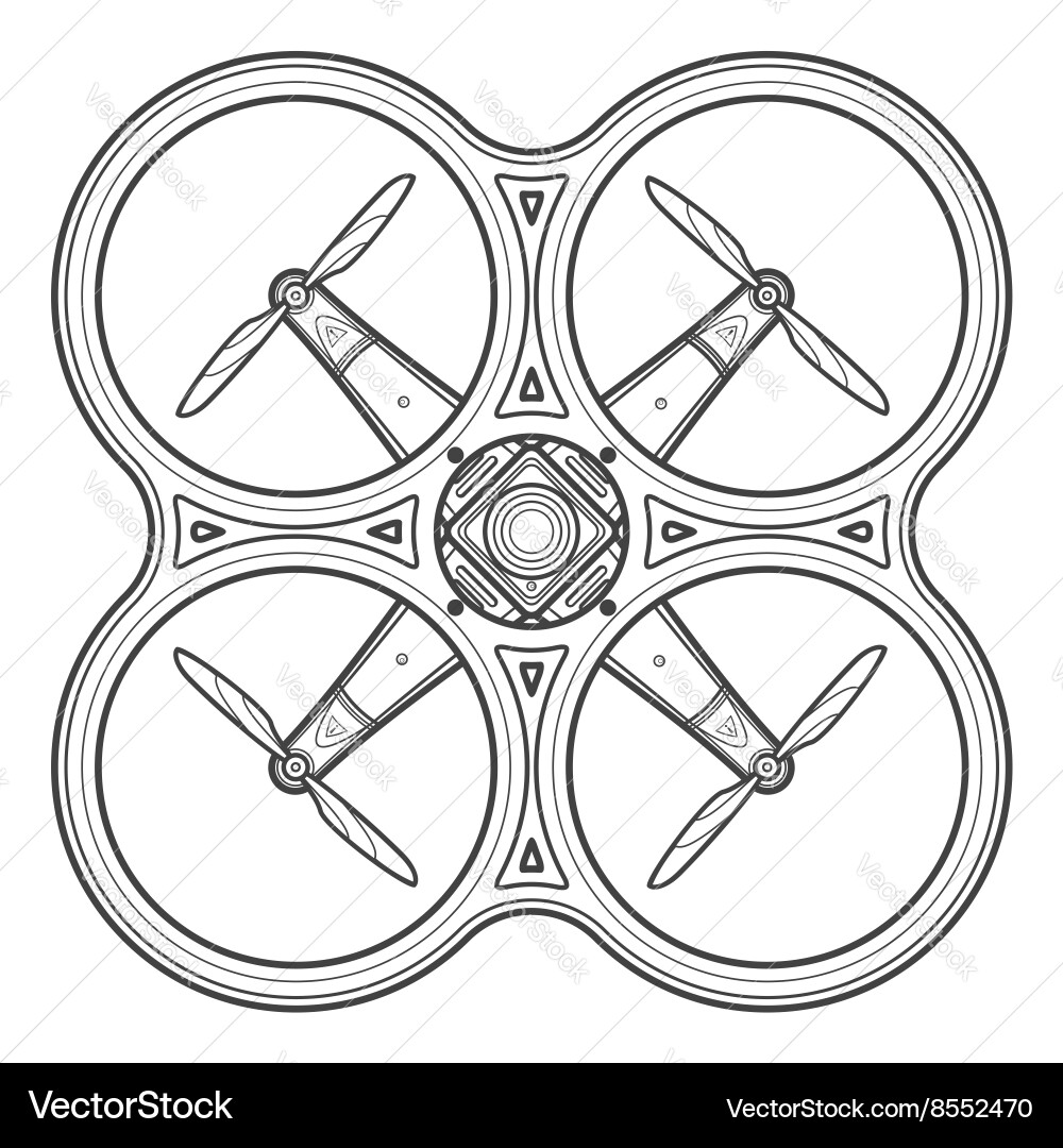 Outline quadcopter drone Royalty Free Vector Image