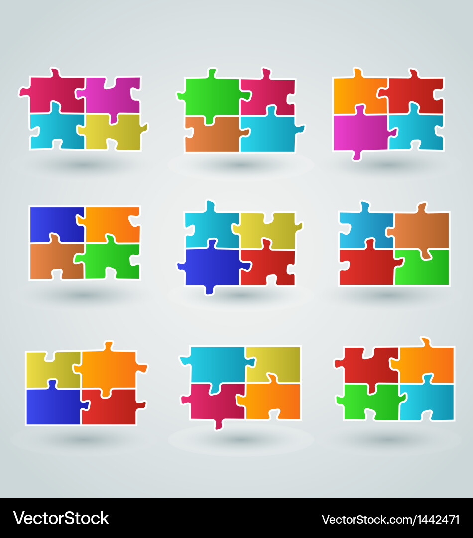 Collection abstract colorful puzzle pieces Vector Image