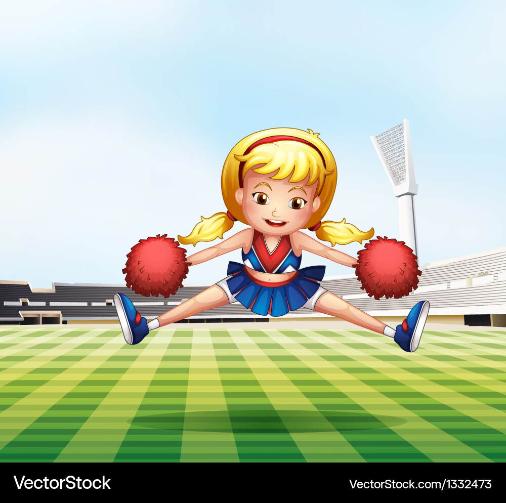A young cheerdancer performing at field Royalty Free Vector
