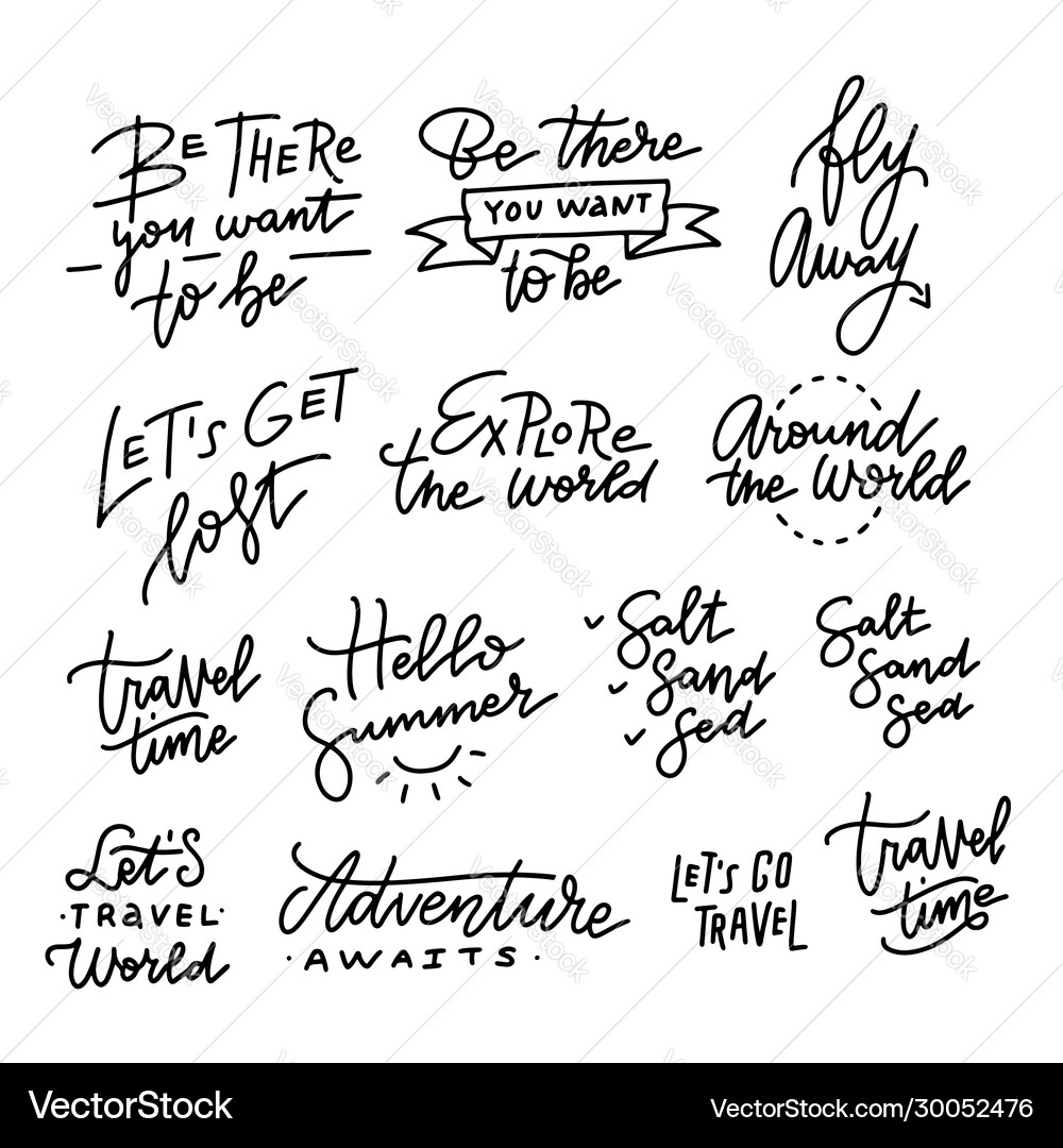 Set hand drawn linear trendy calligraphy Vector Image