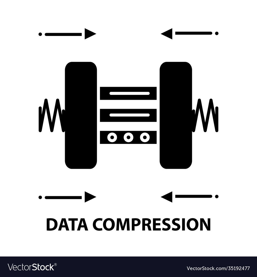 Data compression icon black sign Royalty Free Vector Image