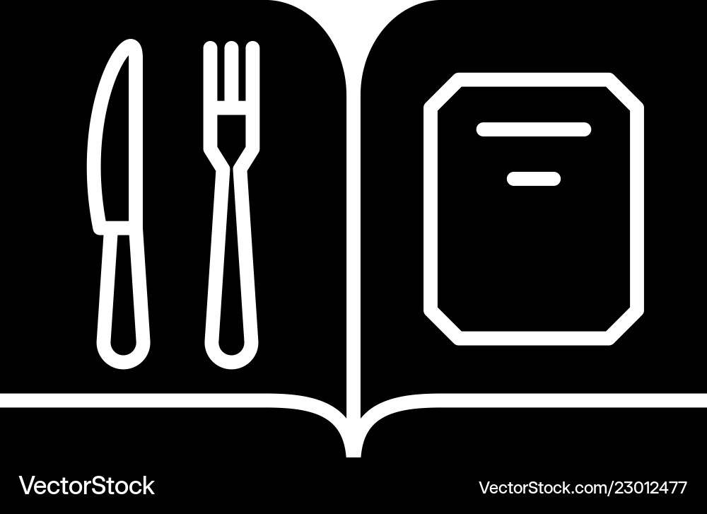 Restaurant menu black icon sign Royalty Free Vector Image