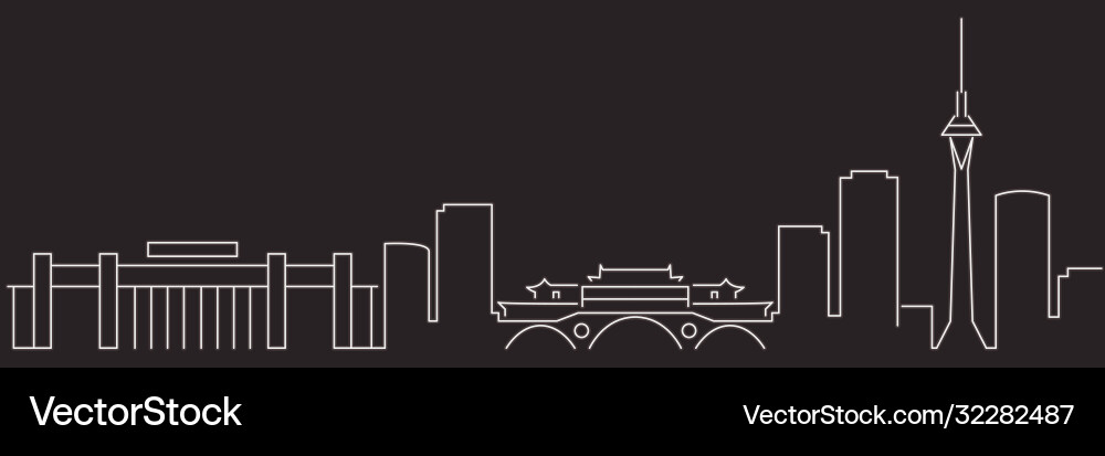 Chengdu single line simple minimalist skyline Vector Image