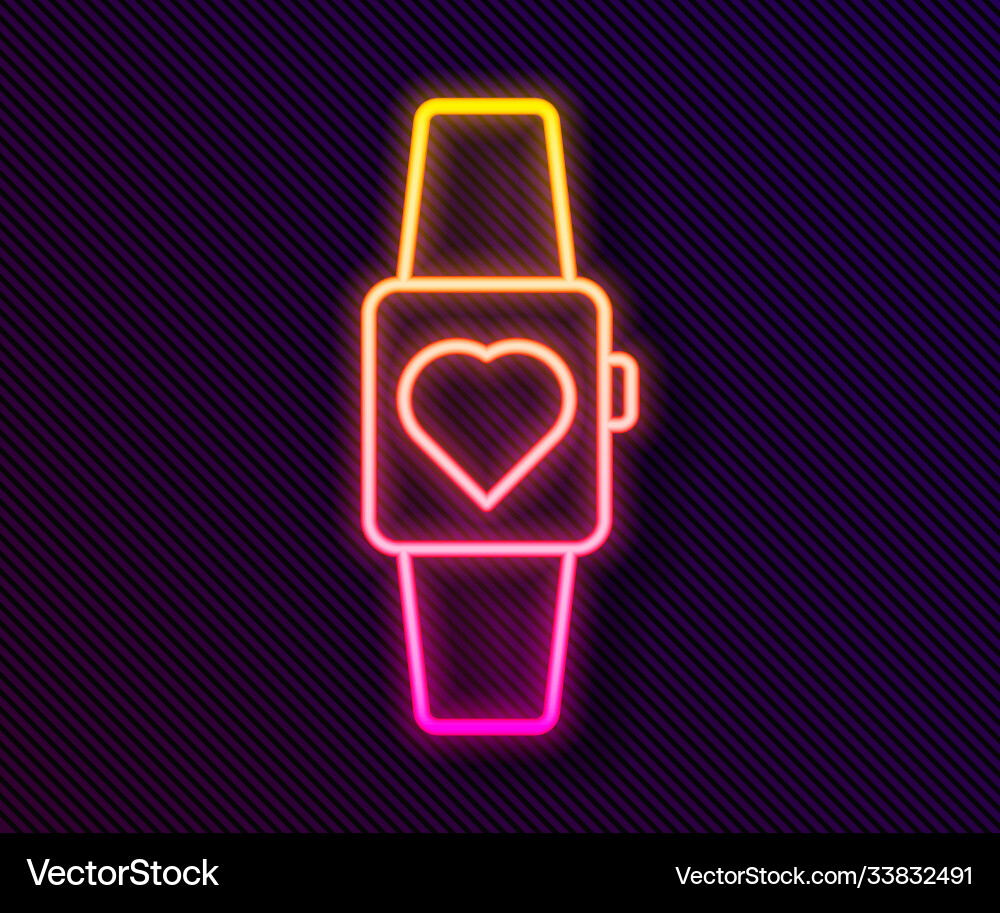 Glowing neon line smartwatch icon isolated Vector Image