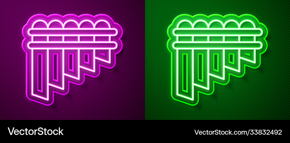 Glowing neon line pan flute icon isolated Vector Image