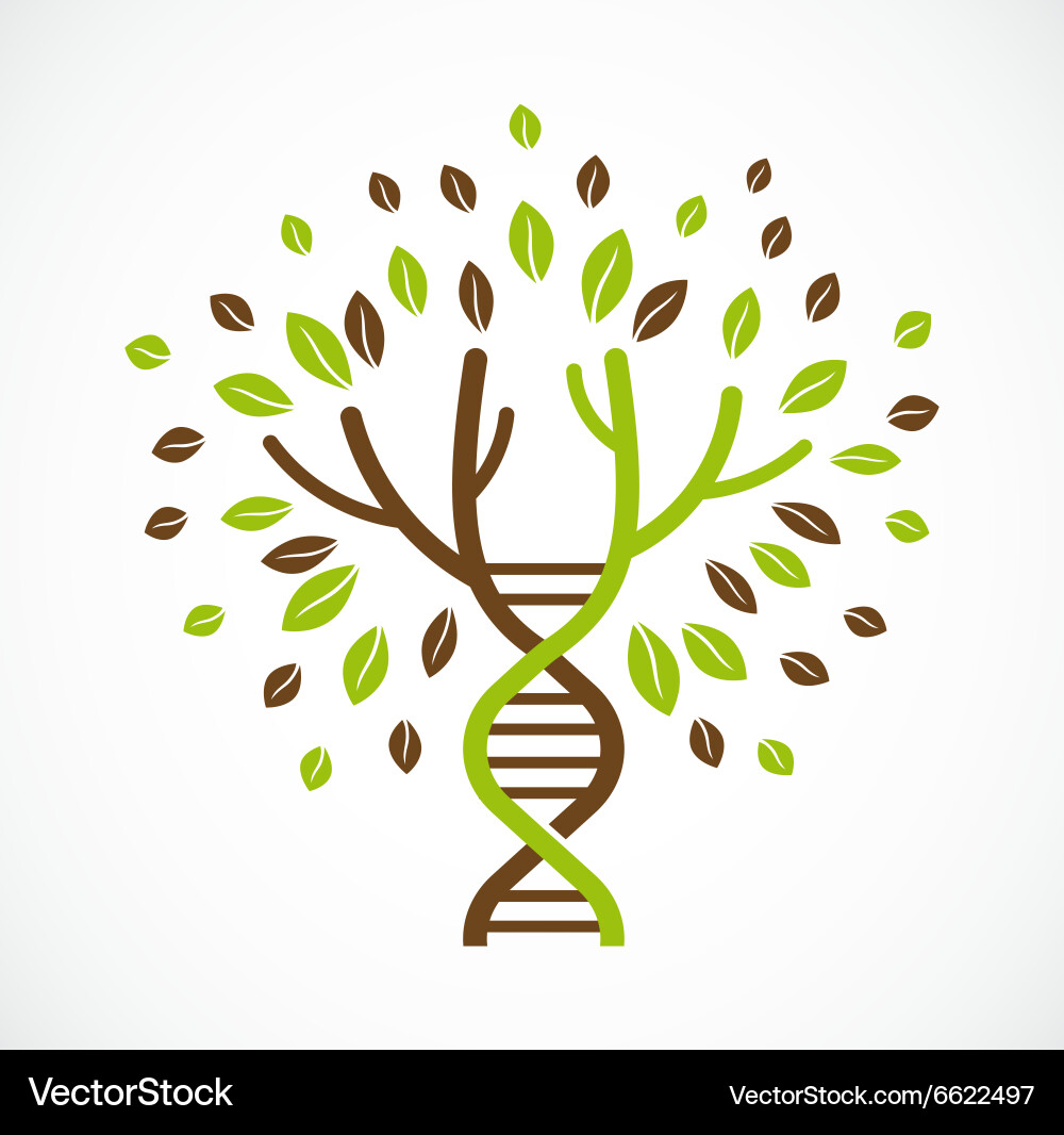 DNA genetic icon - tree with green leaves Vector Image