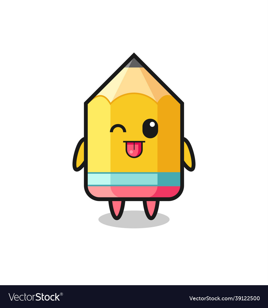 Cute pencil character in sweet expression while Vector Image