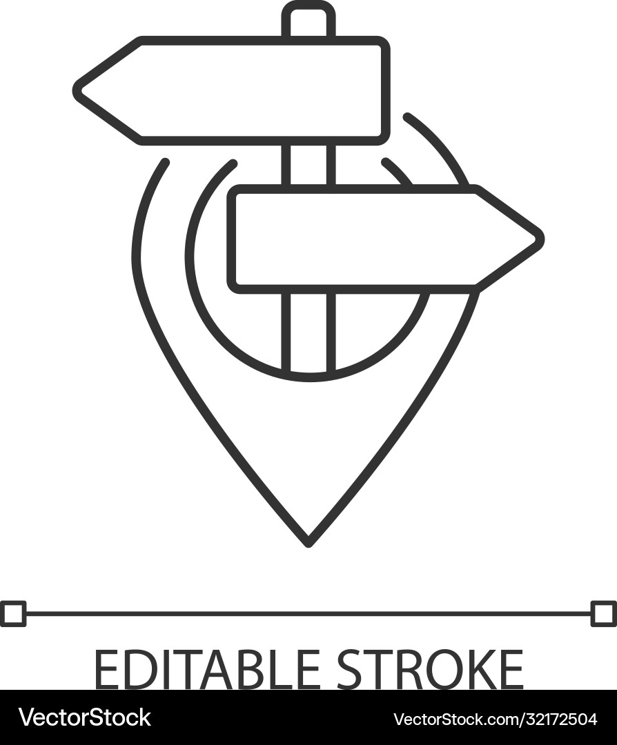 Gps pointer pixel perfect linear icon Royalty Free Vector