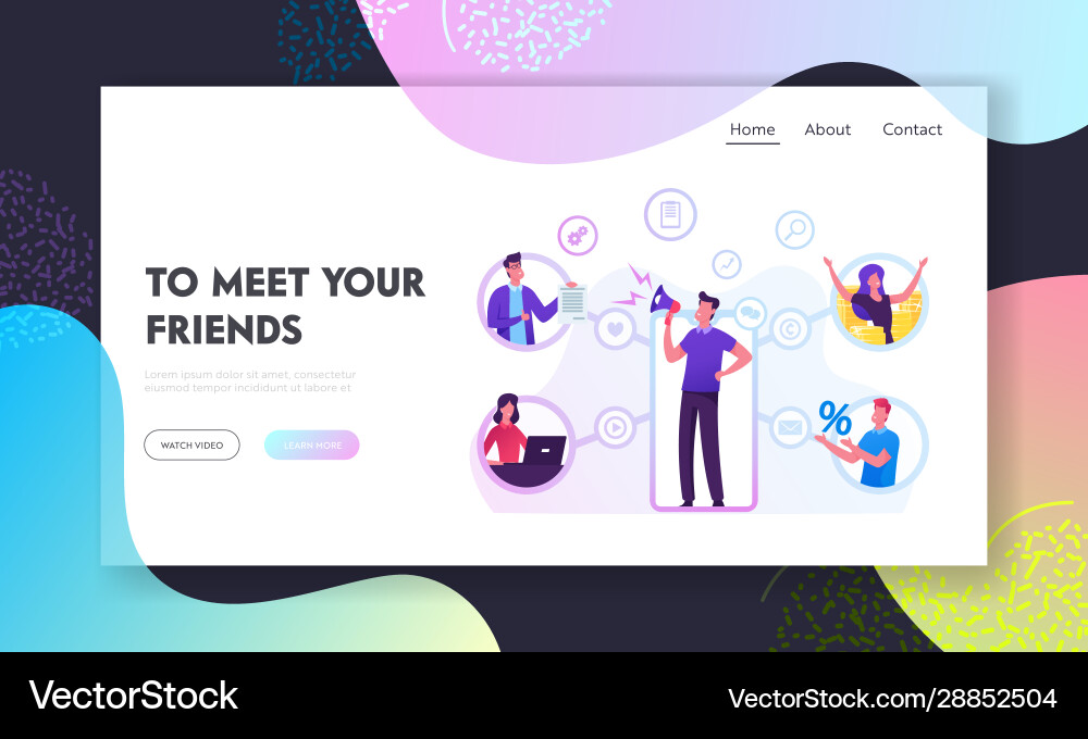 Referral program business website landing page Vector Image