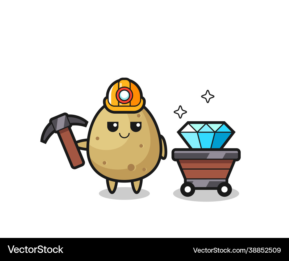 Character potato as a miner Royalty Free Vector Image