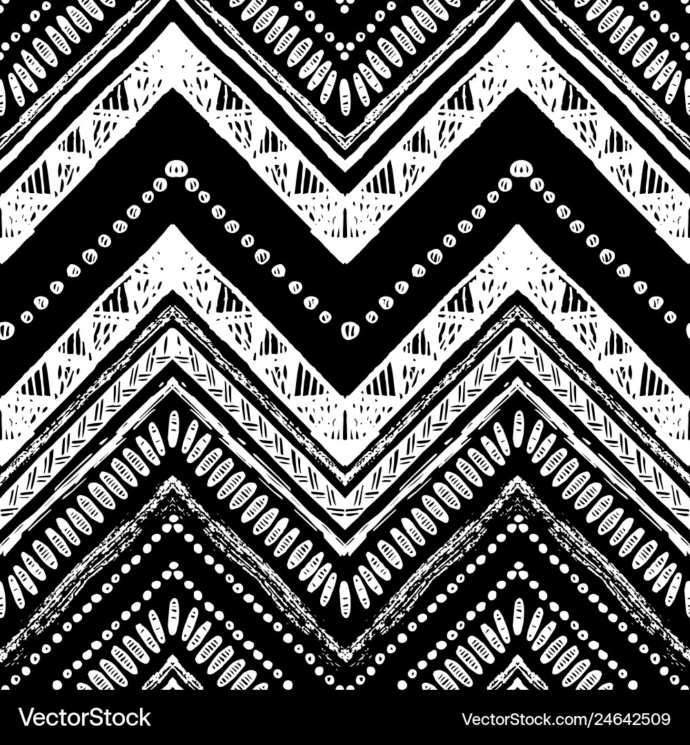Hand drawn zigzag and stripe pattern Royalty Free Vector