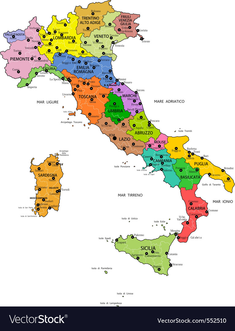 Italian map Royalty Free Vector Image - VectorStock