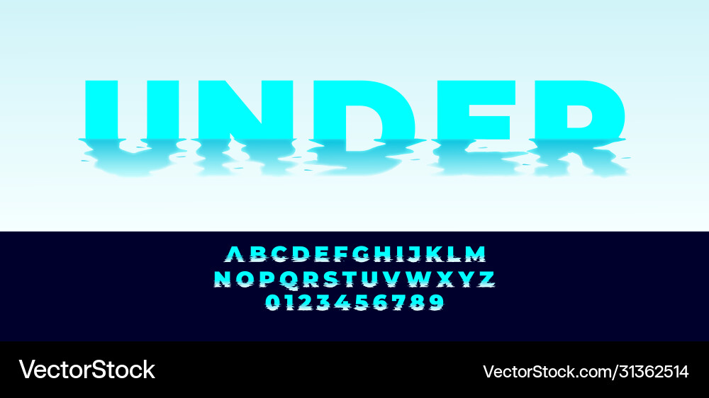 Blue water effect font style design template Vector Image