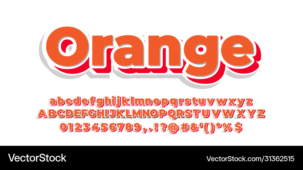 Orange 3d font or text effect design template Vector Image