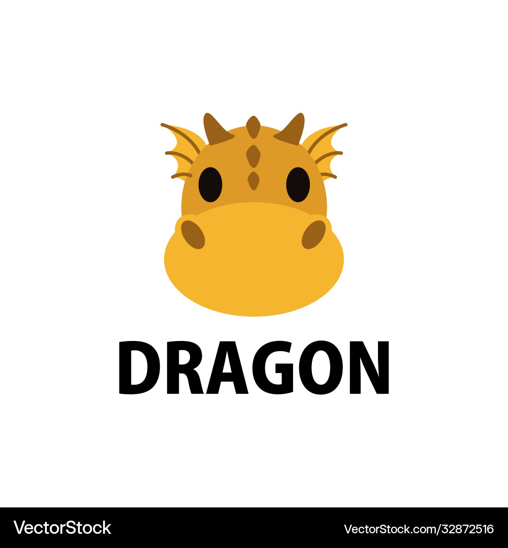 Cute dragon flat logo icon Royalty Free Vector Image