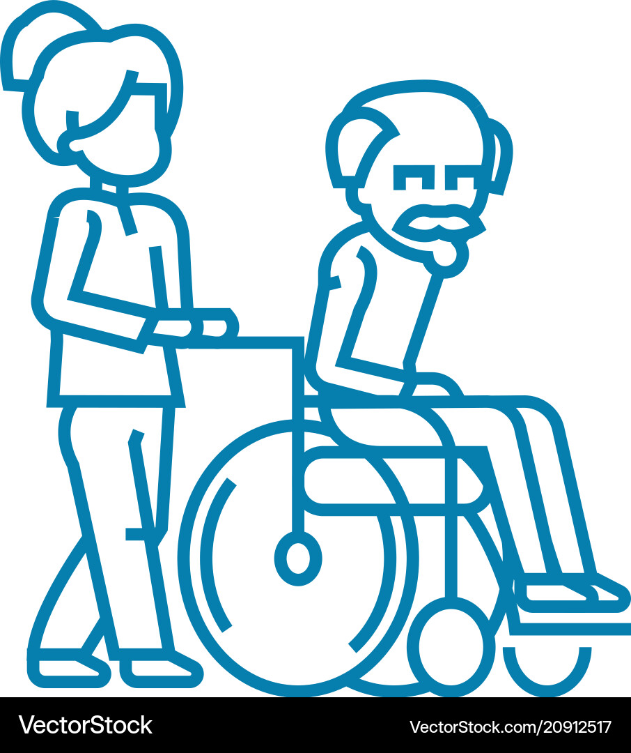 Care for elderly linear icon concept Royalty Free Vector