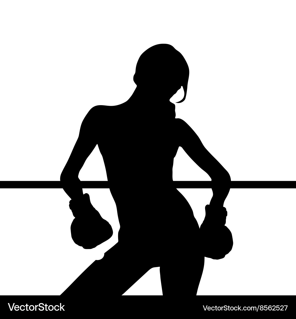Girl boxing silhouette Royalty Free Vector Image