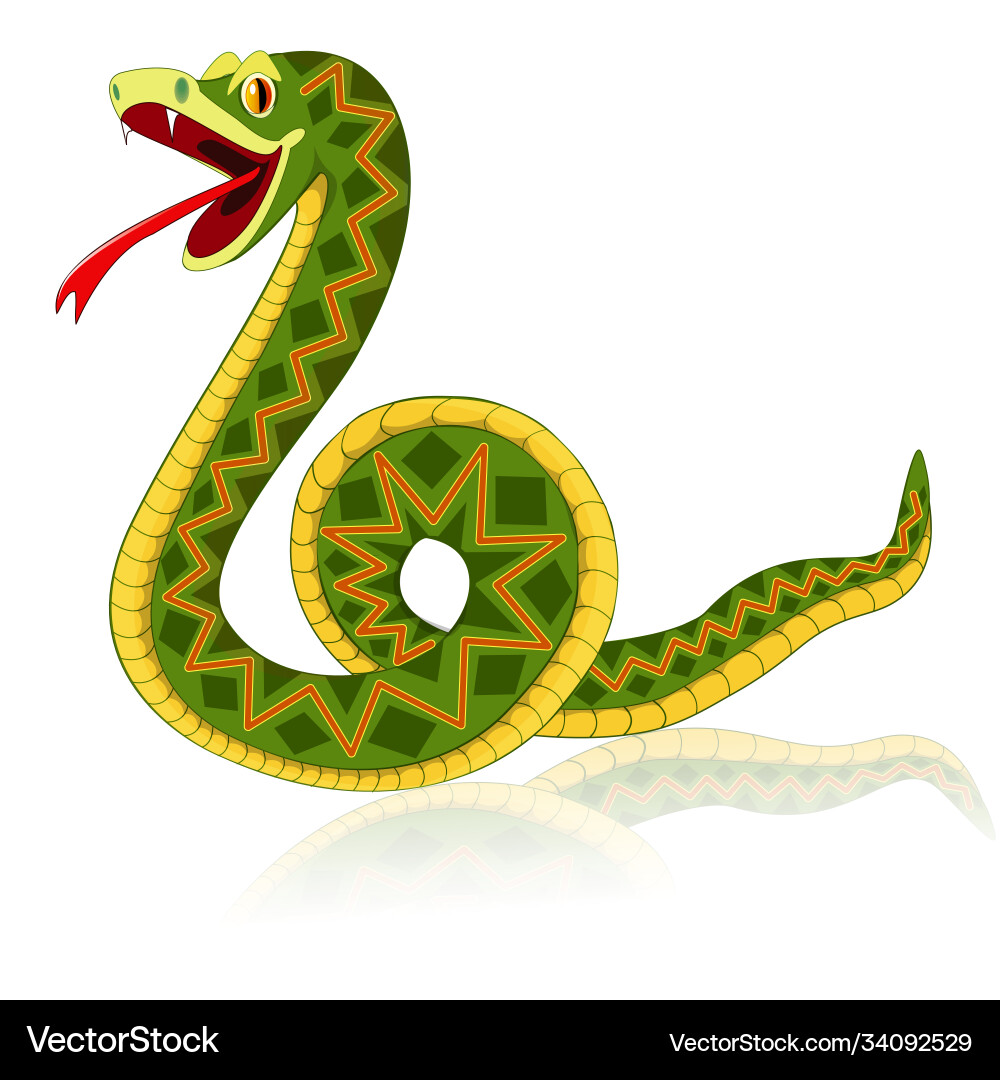 A bright snake with reflection cartoon style Vector Image