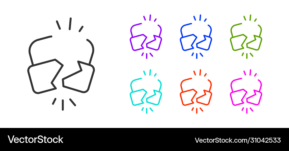 Black line broken or cracked lock icon isolated Vector Image